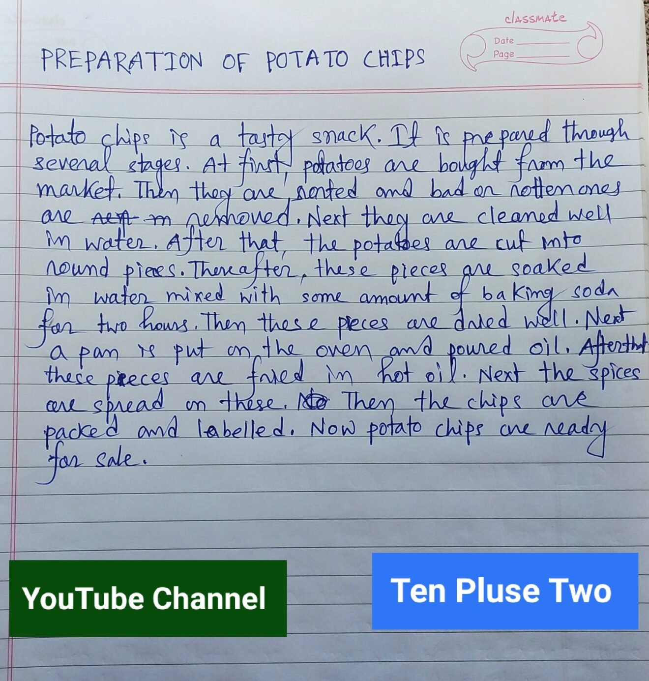 Potato Chips Processing Writing 100 Words – Digital English