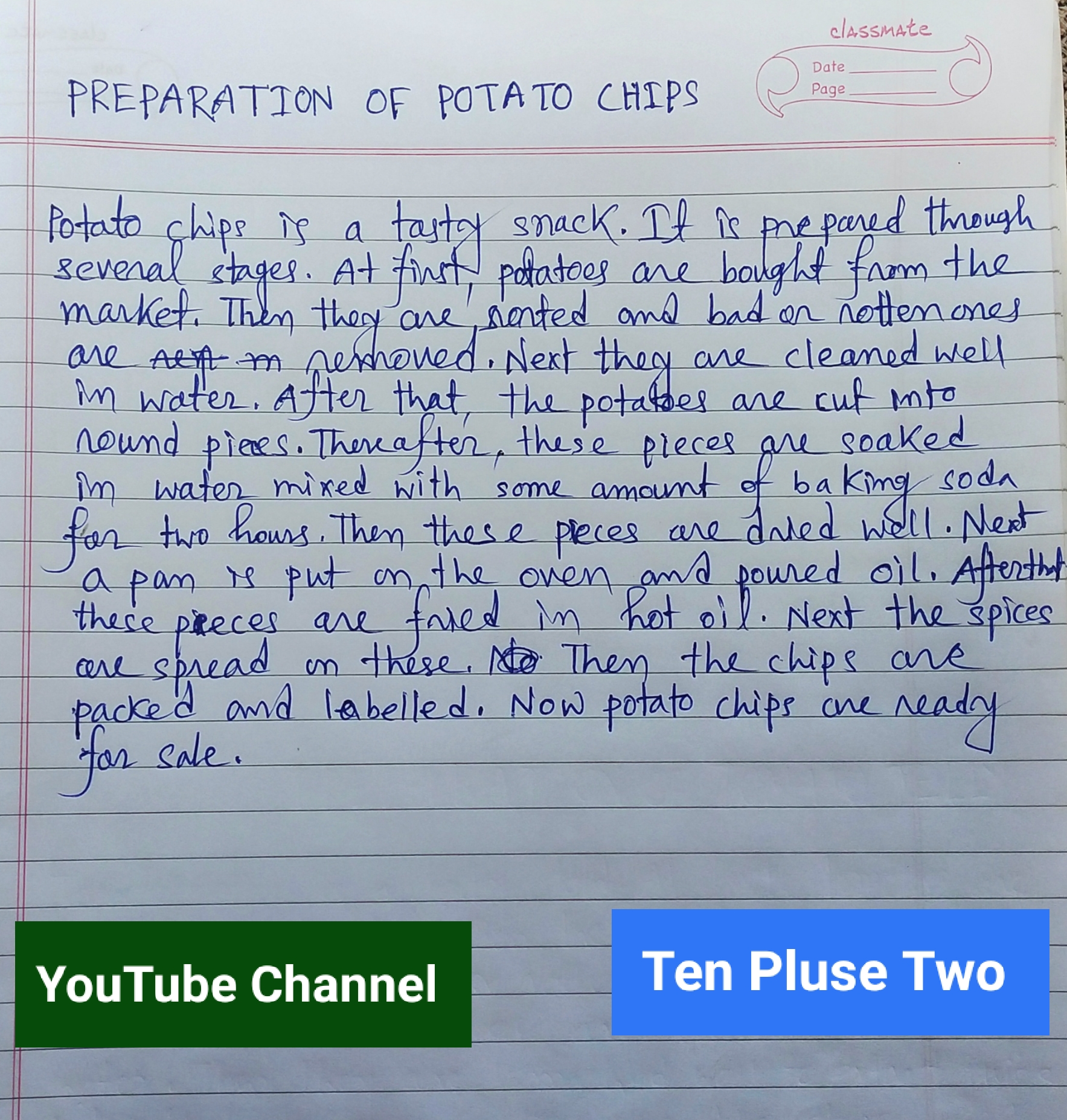 Potato Chips Processing Writing 100 Words – Digital English